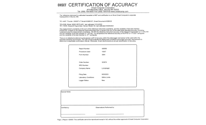 Initial Purchase RH NIST Calibration Service Certification NIST-RH ...